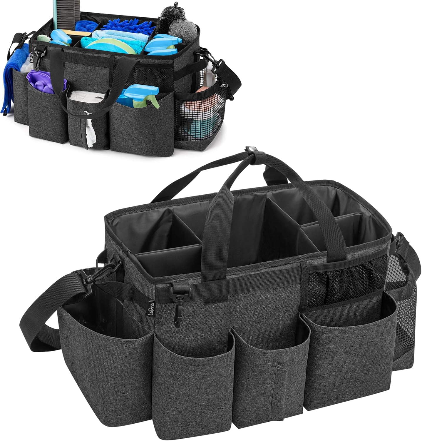 Wearable Cleaning Caddy Bag with 4 Foldable Dividers, Cleaning Supply ...
