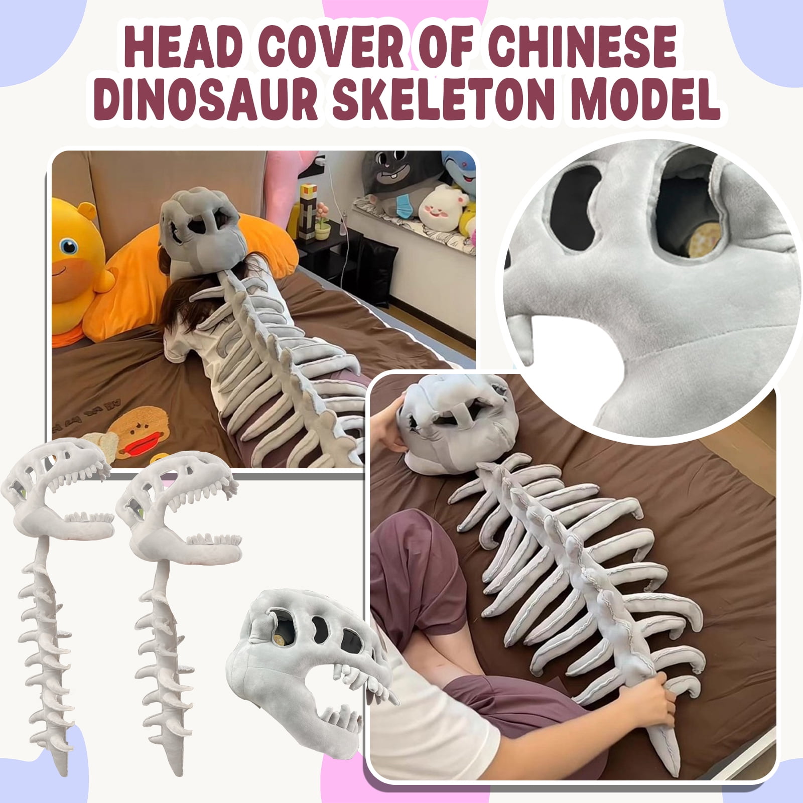 Wearable Dinosaur Skeleton Plush, Realistic Spinosaurus Skeleton Design ...