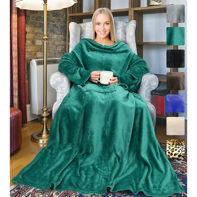Terrania Oversized Wearable Plush Fleece Throw Blanket Super Soft Cozy 73 X 51 Inches