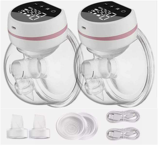 Wearable Hands-Free Breast Pump, Portable Electric Breast Pump with 3 Mode & 9 Levels, Painless ...