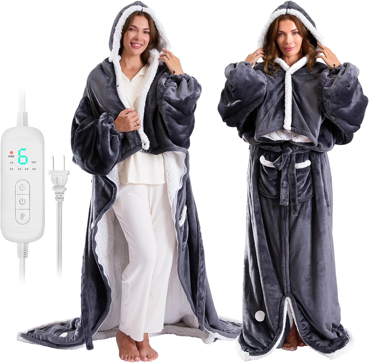 MY Wearable Heated Blanket with Zipper,Electric Snuggle Throw Blankets ...