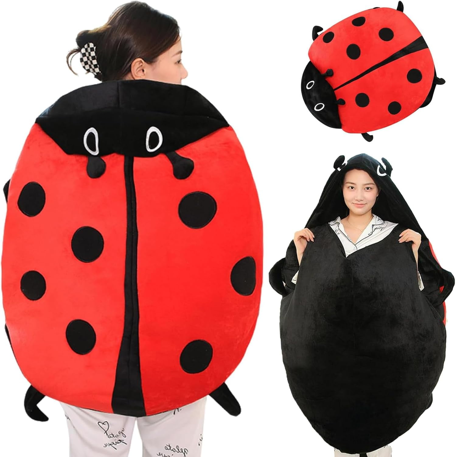 Wearable Ladybug Pillow, Giant Plush Pillow with Convertible Wings and ...