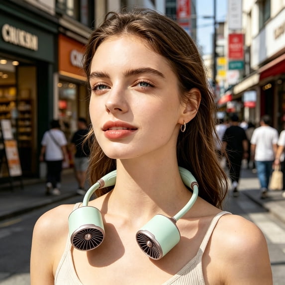 Wearable Neck Fan with Long Battery Life, USB Rechargeable Hands-Free ...