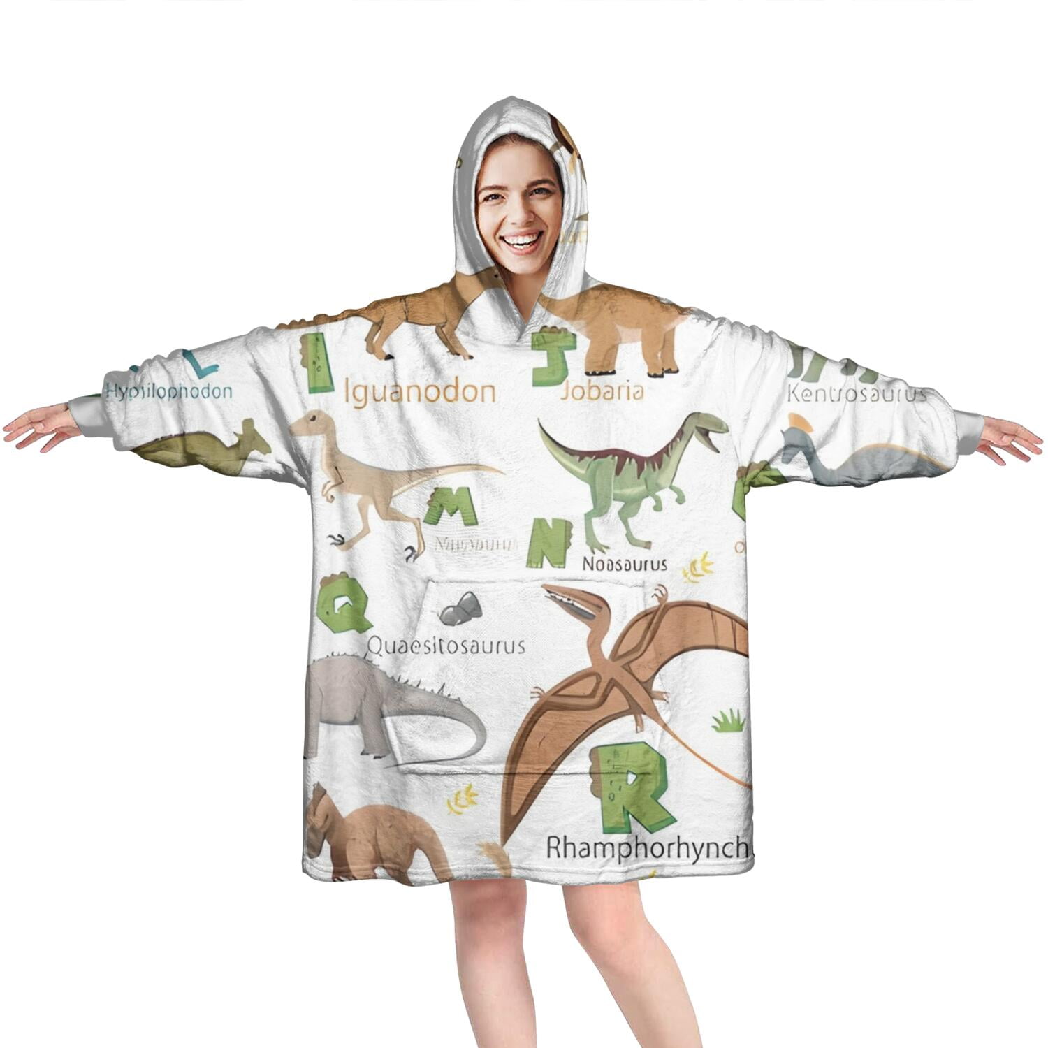 Wearable Oversized Blanket,Alphabet Dinosaur Names Chart Pattern ...