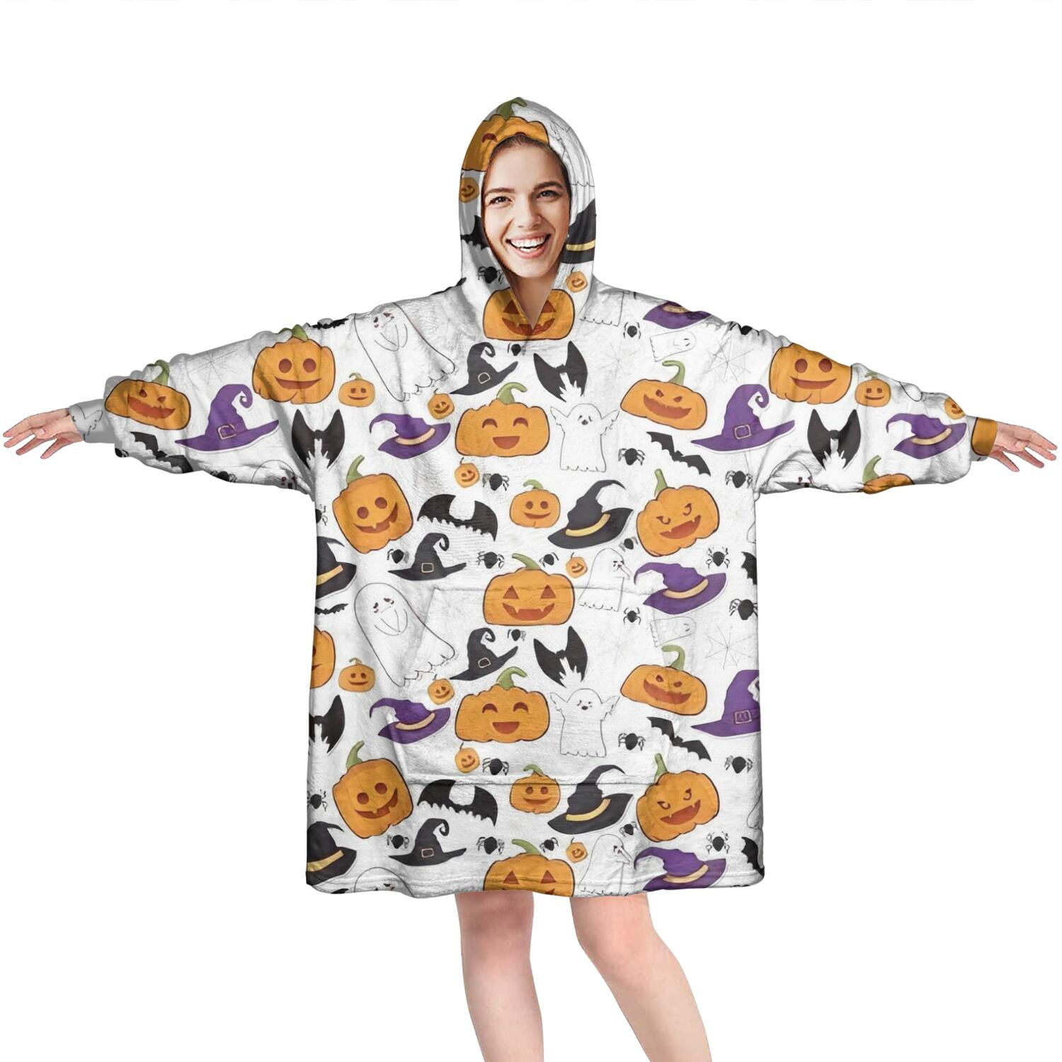 Wearable Oversized Blanket,Cute Halloween Icons Repeat Pattern Wearable ...
