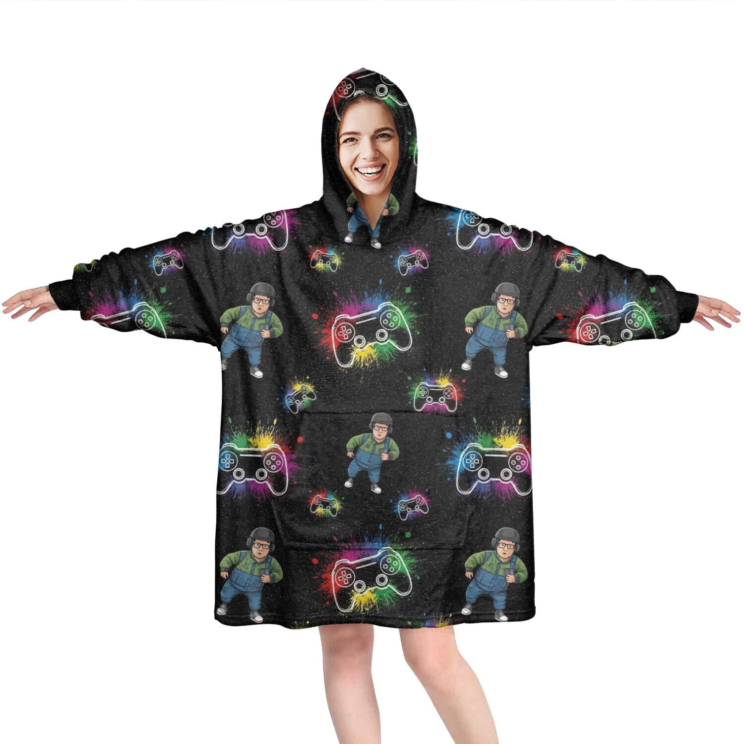 Wearable Oversized Blanket,Multicolor Controllers Games Characters ...
