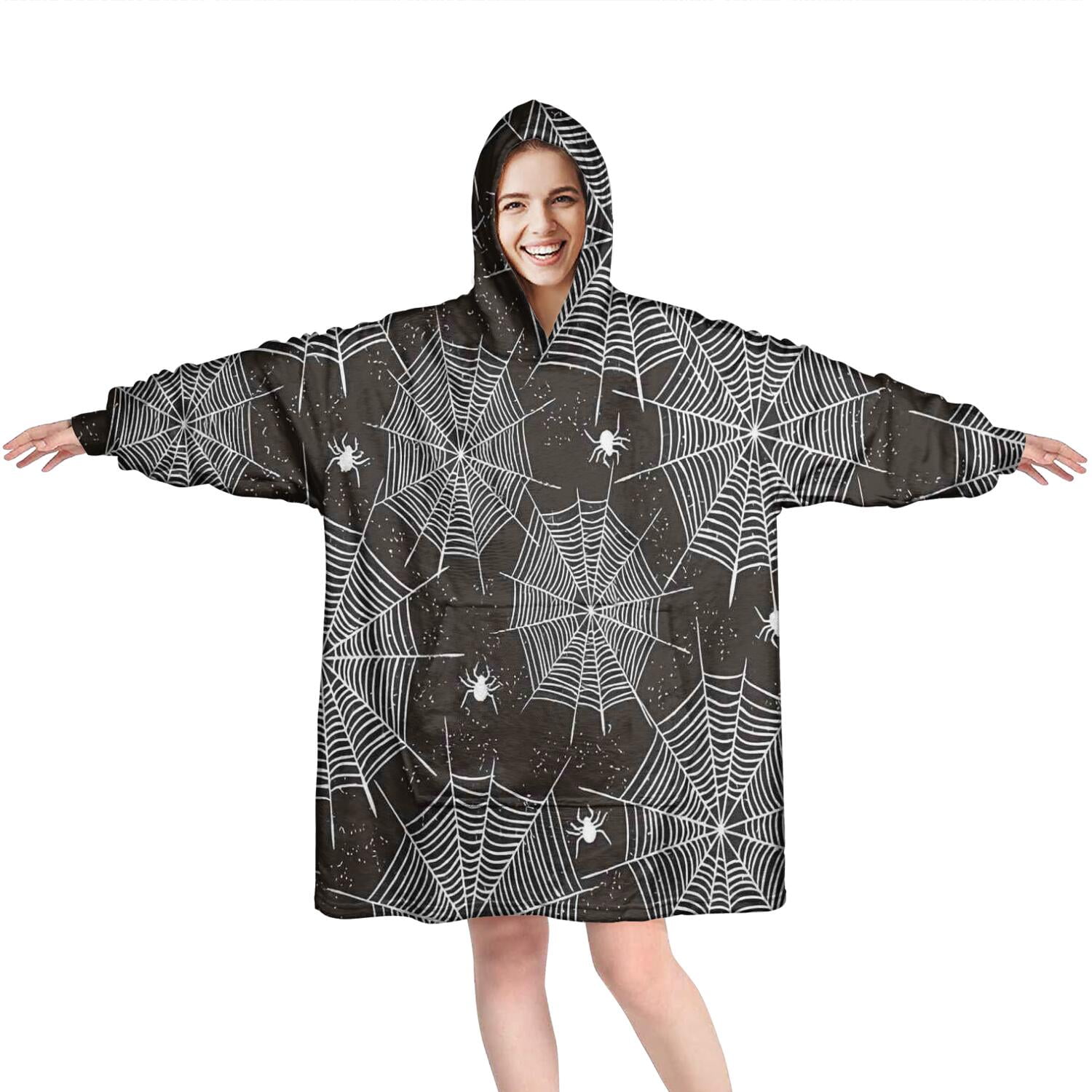 Wearable Oversized Blanket,Spider Web and Spiders Halloween Pattern ...