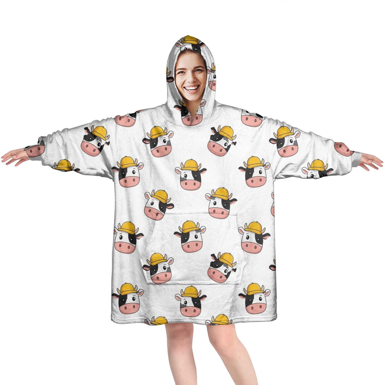Wearable Oversized Blanket,White Cow Hat Pattern Wearable Blanket ...