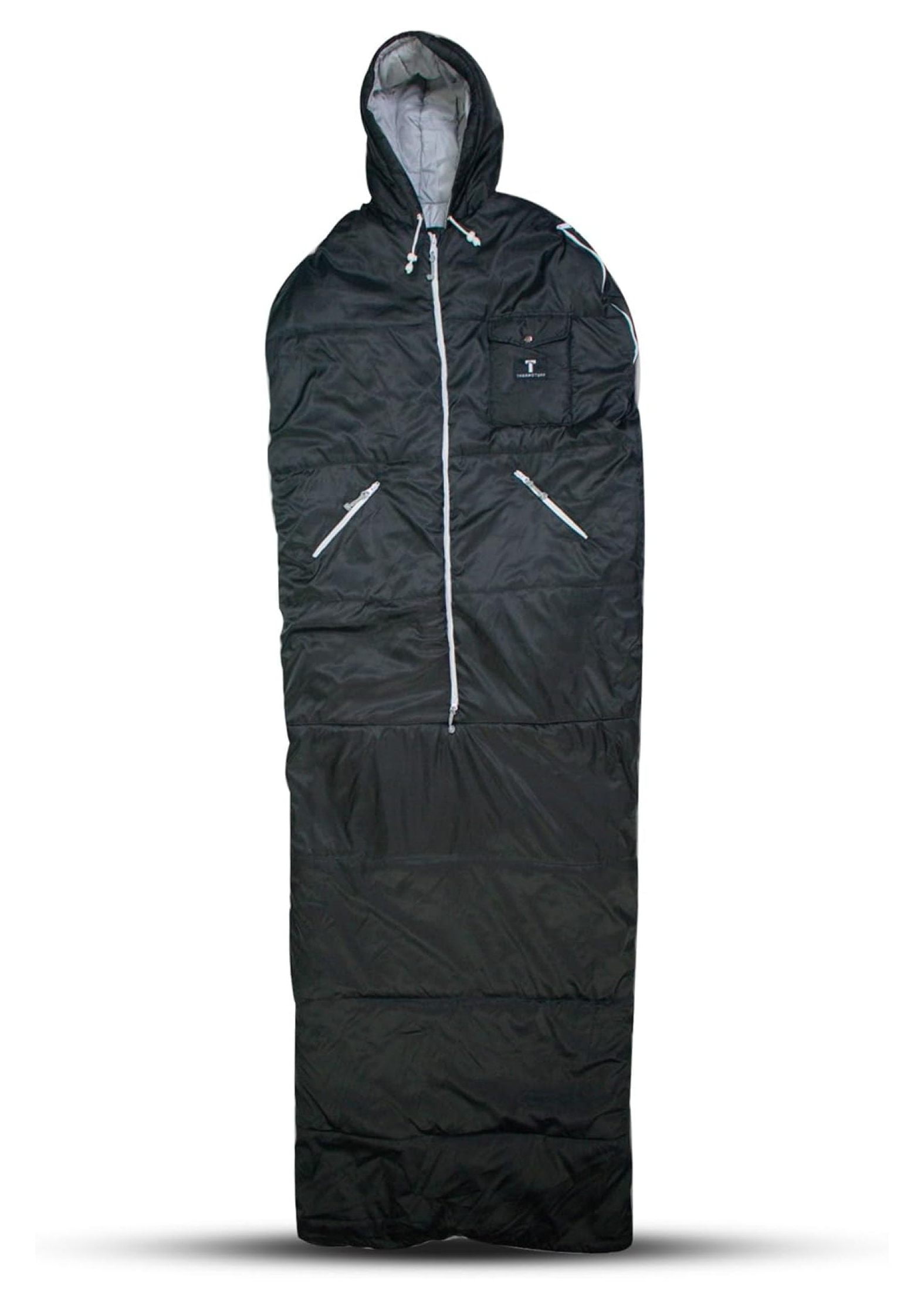 Wearable Sleeping Bag with Hoodie, Zippered Arm Holes, Pockets, and ...