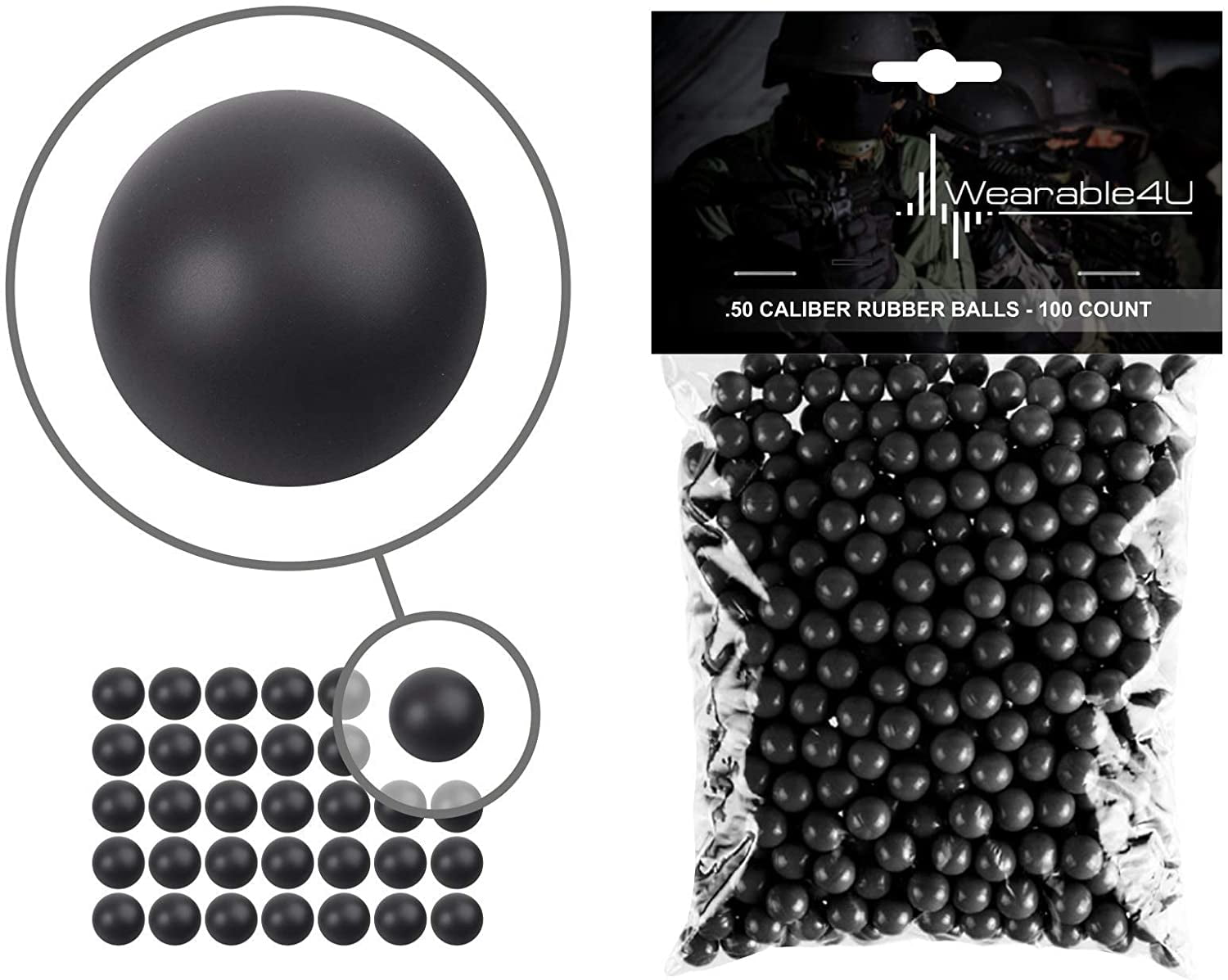 Wearable4U New Reusable Training Soft Rubber Balls 100 Pack .50 Cal ...