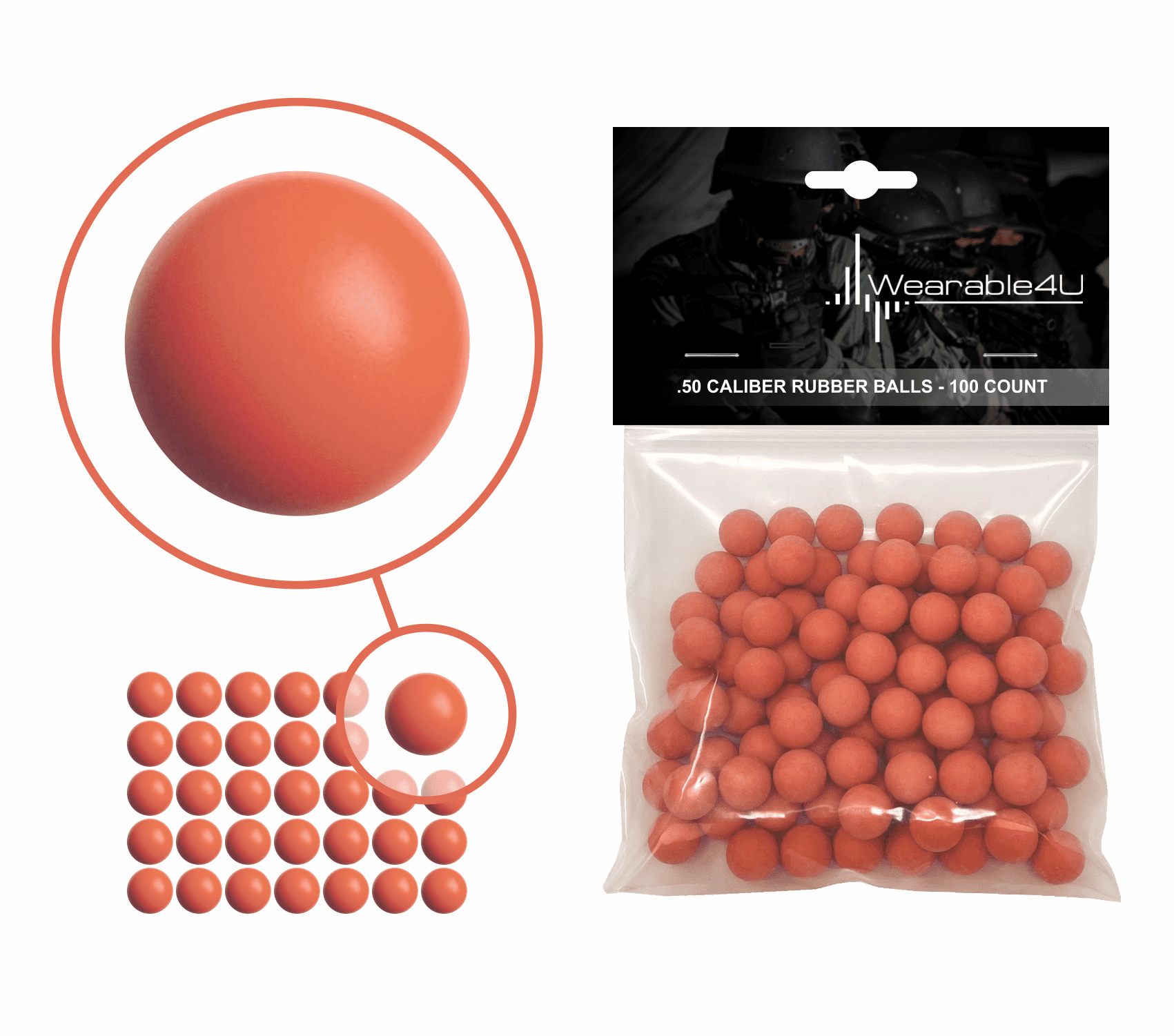 Wearable4U New Reusable Training Soft Rubber Balls 100 pack .50 Caliber ...