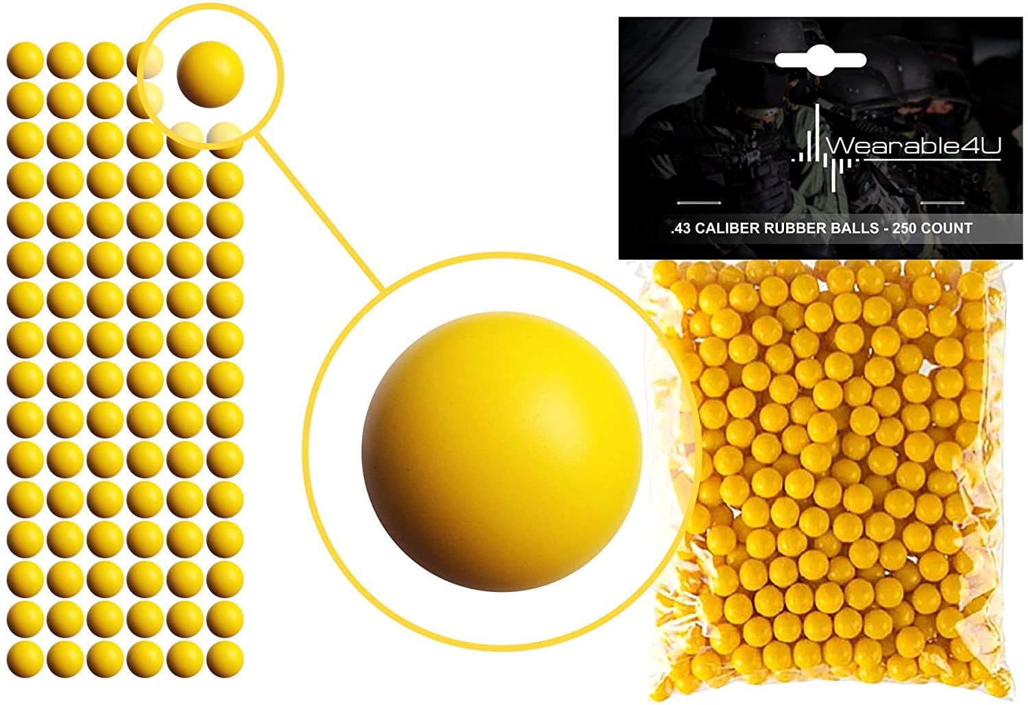 Wearable4U New Reusable Training Soft Rubber Balls 250 pack .43 Caliber ...