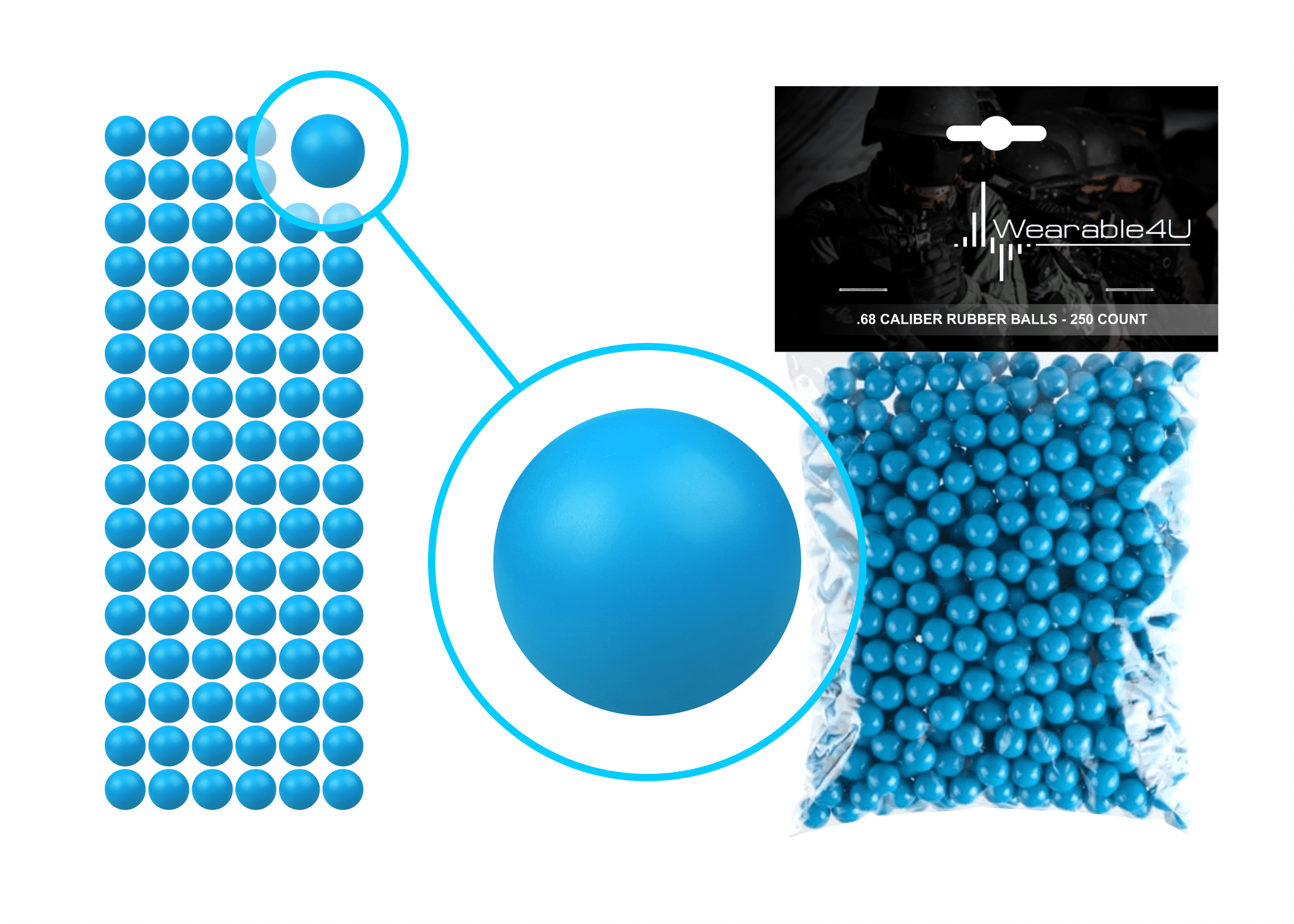 Wearable4U New Reusable Training Soft Rubber Balls 250 pack .68 Caliber ...