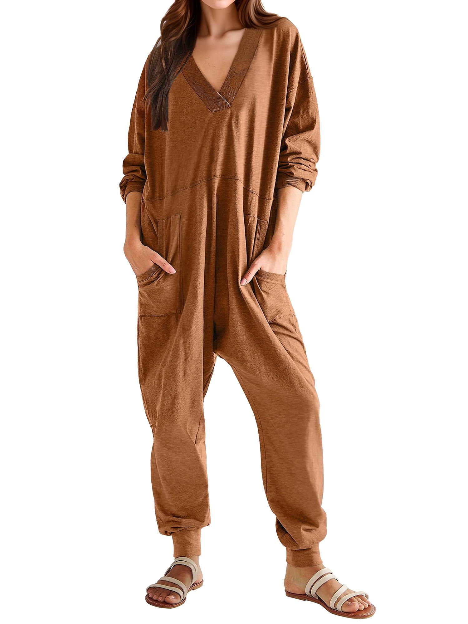Weardear Jumpsuits for Women Dressy Casual Long Sleeve V Neck Oversized ...