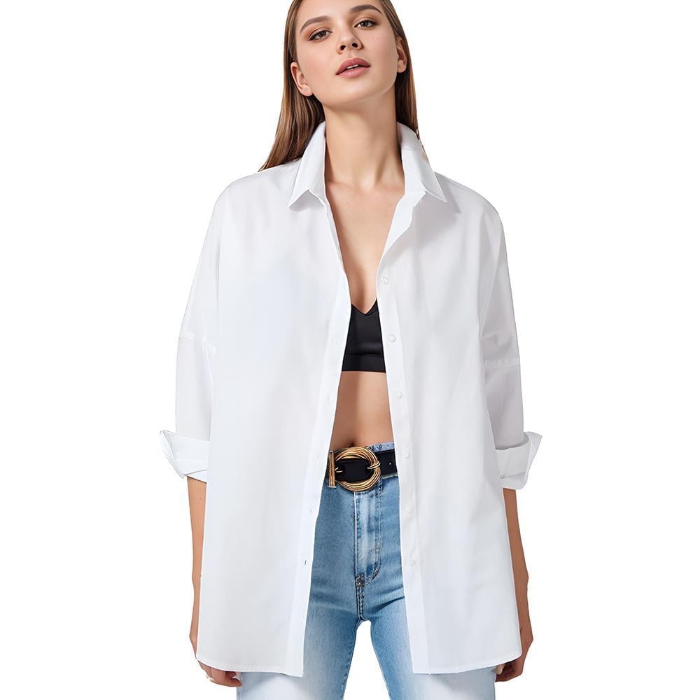 Weardear Women's Button Down Shirts Business Casual Work Tops Turn Down ...