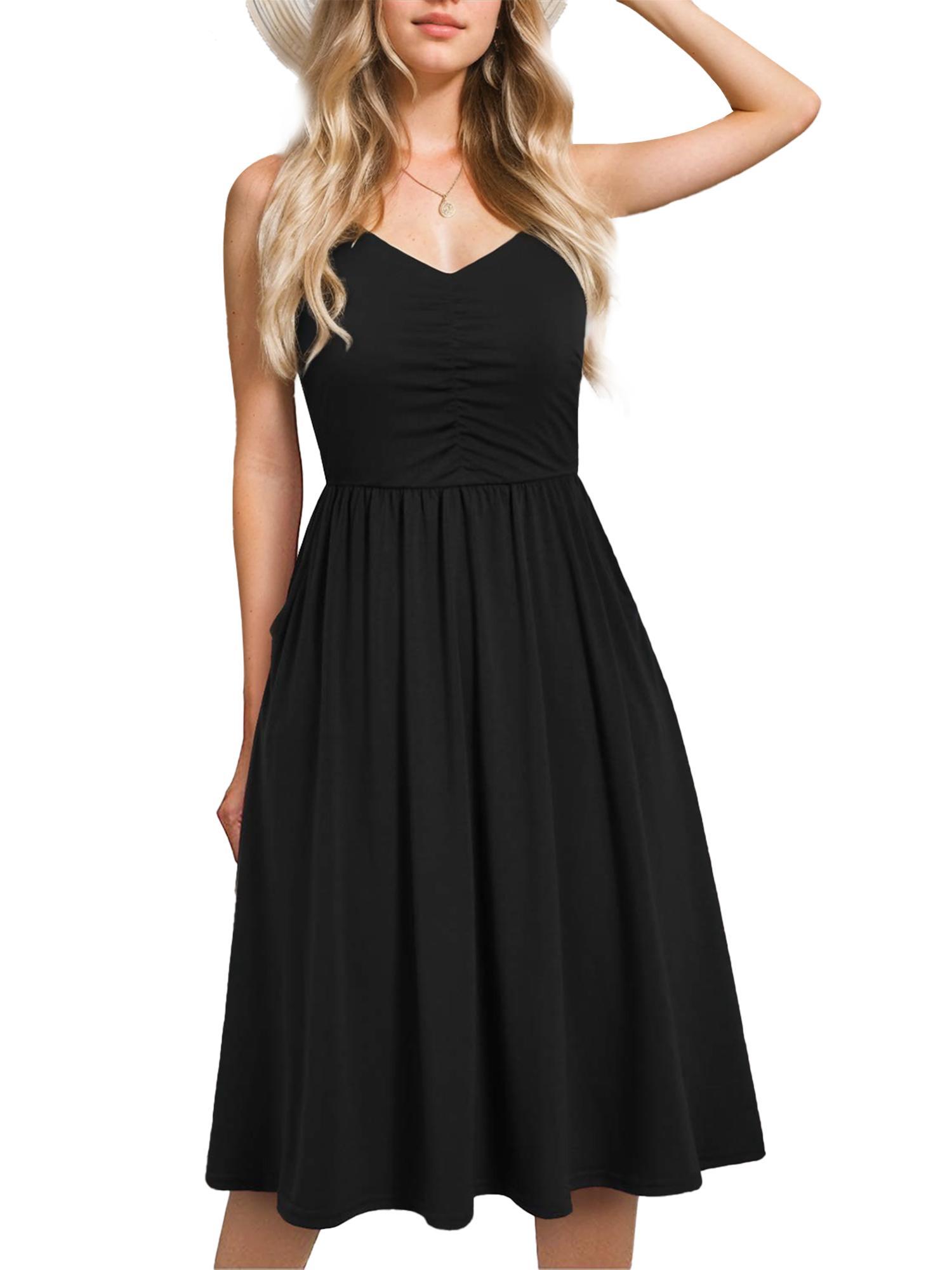 Weardear Women Summer Beach Dress A Line Spaghetti Strap Sleeveless ...
