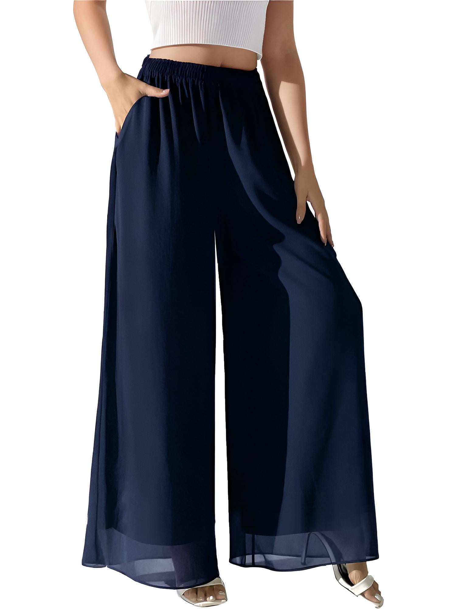 Weardear Palazzo Pants for Women Dressy Loose Fitting Wide Leg Pants ...