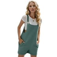 Pink Queen Women's Denim Classic Adjustable Straps Cuffed Hem Bib ...