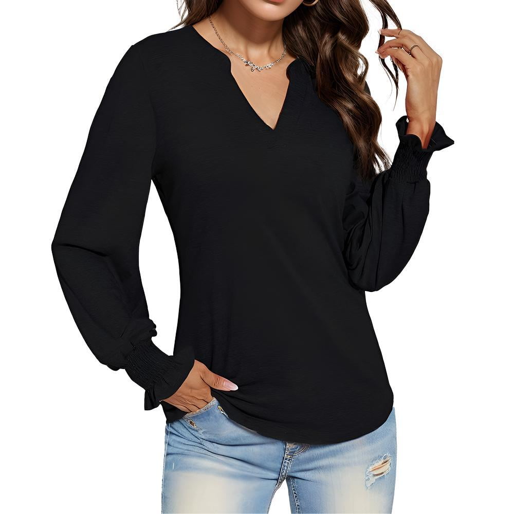 Weardear Women's Loose Puff Long Sleeve Tunic Tops Dressy Casual V-Neck ...