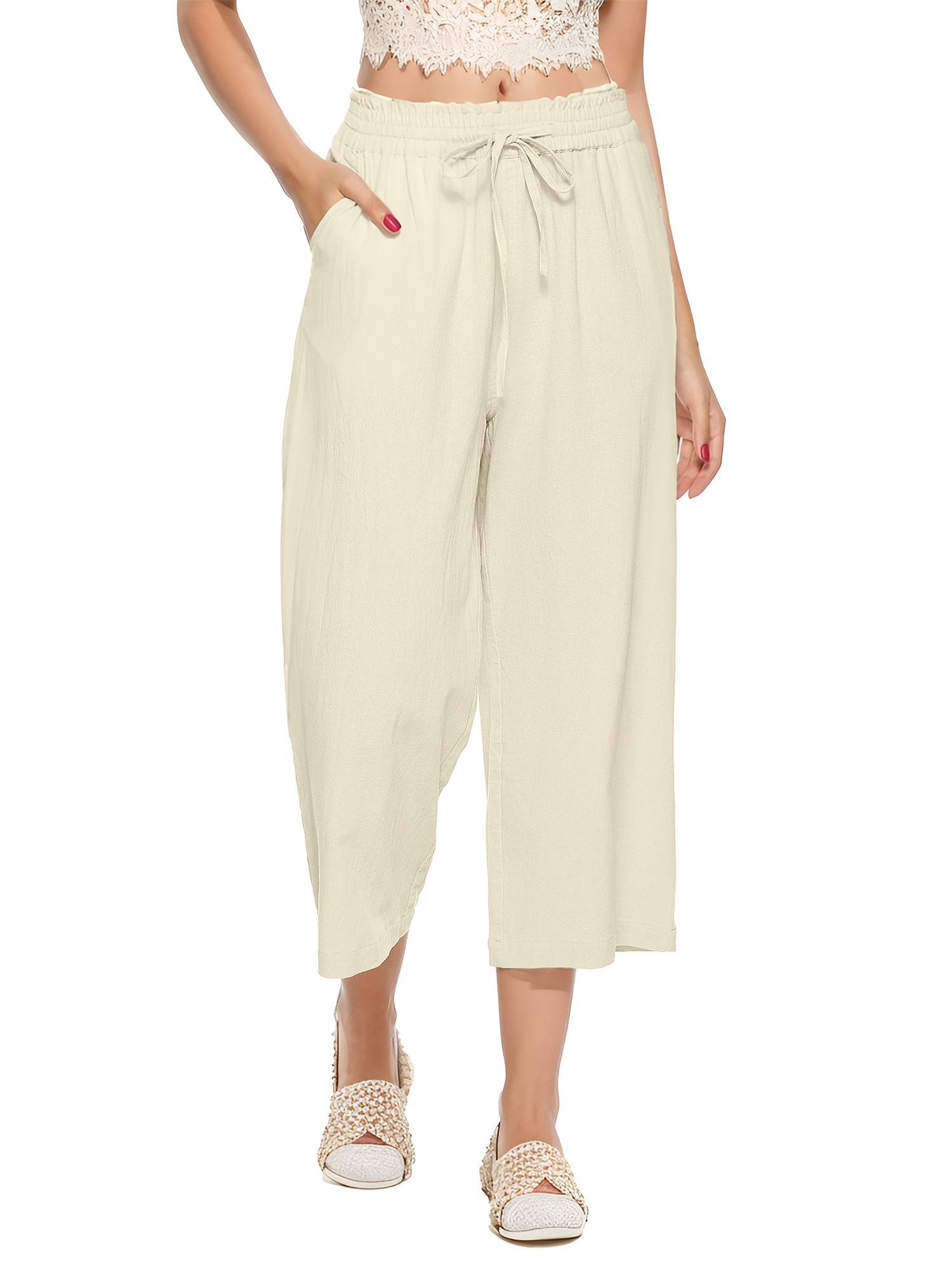 ZANZEA Womens Trousers Elastic Waist Casual Long Drawstring Pants ...