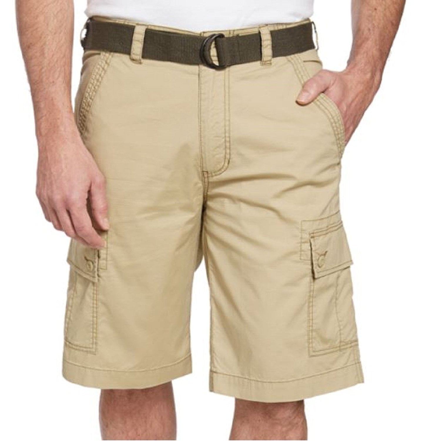 Wearfirst Men’s Vintage Khaki Belted Cargo Shorts, Size 32 - Walmart.com