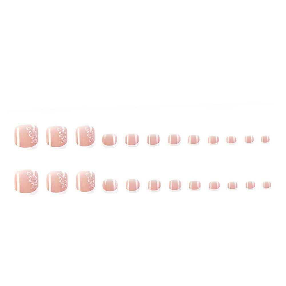 Wearing Toenail Patches French-Camellia Foot Nail Patches 24 Pieces ...