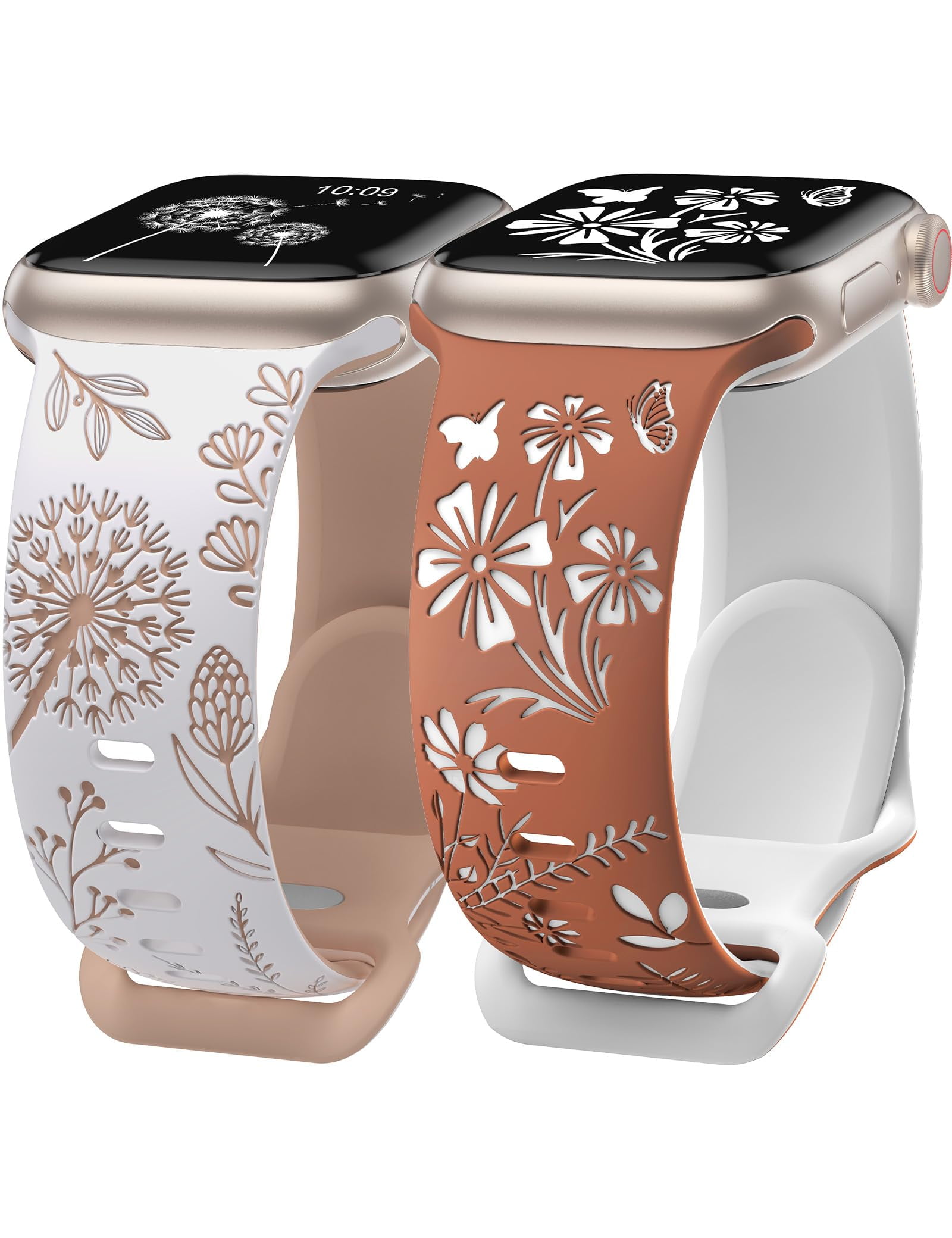 Wearlizer 2 Packs Floral Engraved Band Compatible with Apple Watch ...