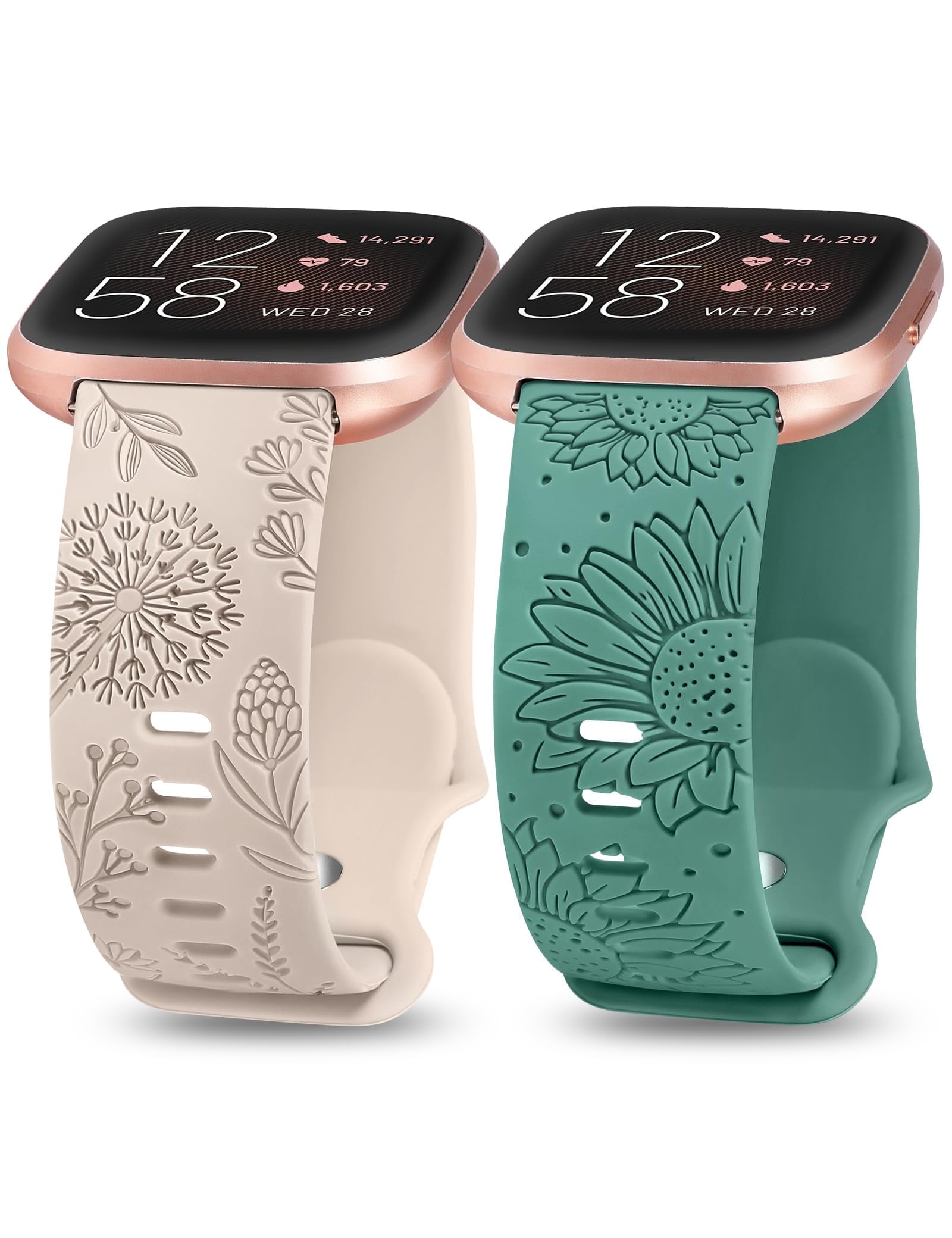 Wearlizer Floral Engraved Bands for Fitbit Versa 2, Versa, Versa Lite ...