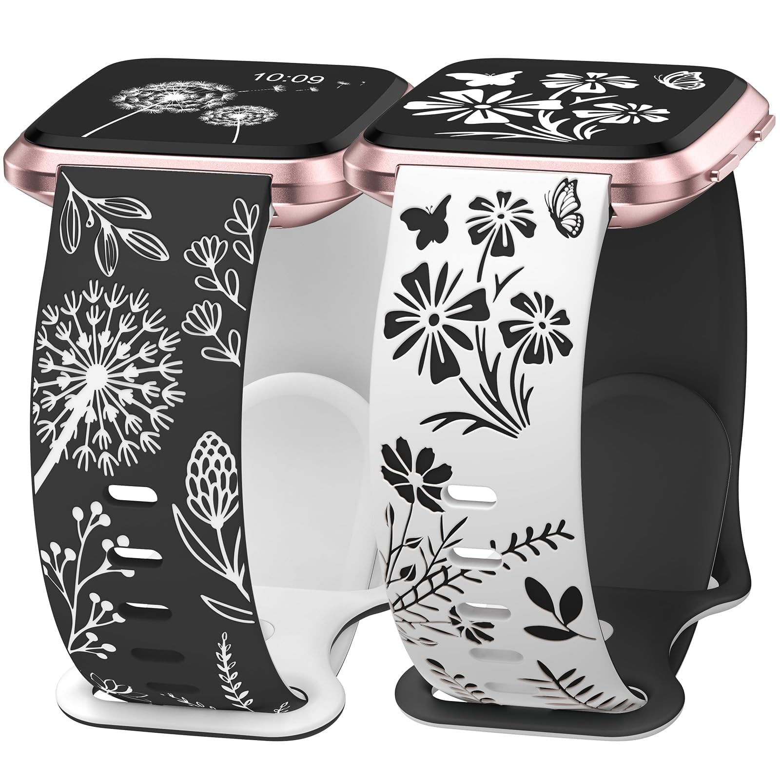 Wearlizer 2 Packs Floral Engraved Band Compatible with Versa 2 Bands ...