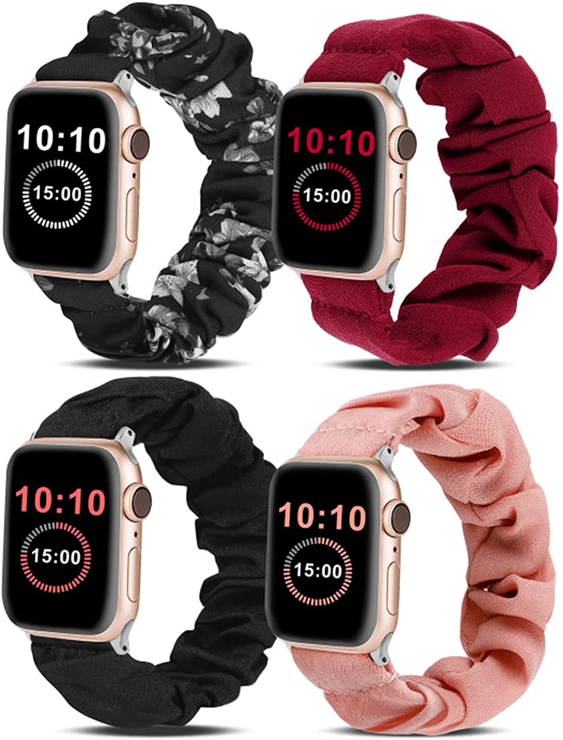 Wearlizer 4 Packs Compatible with Apple Watch Band Scrunchie Soft Cloth ...