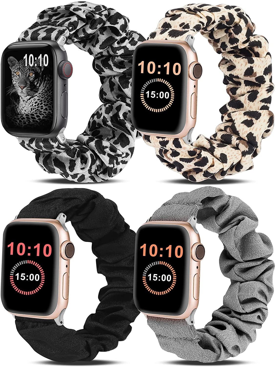 Wearlizer 4 Packs Compatible with Apple Watch Band Scrunchie Soft Cloth ...