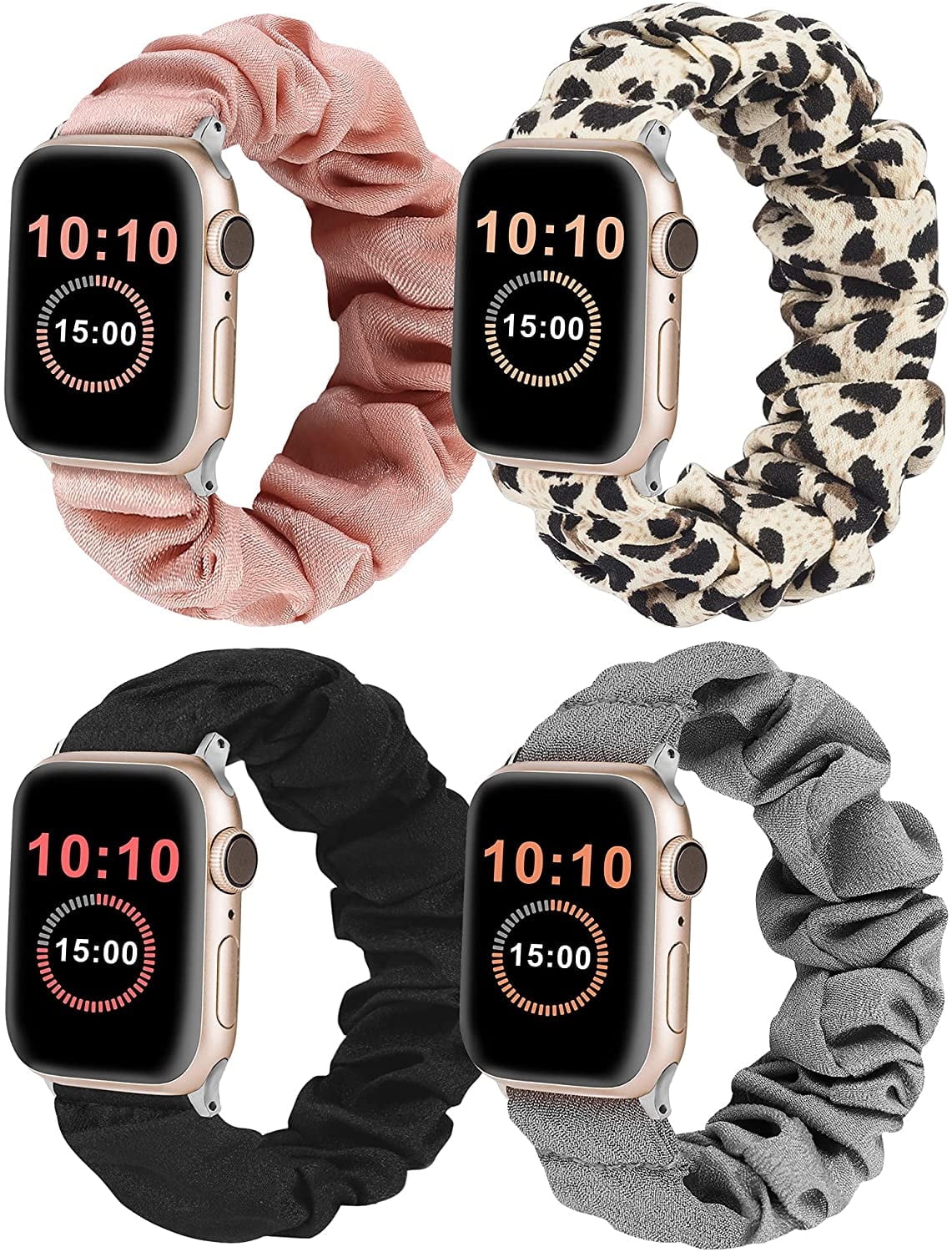 Wearlizer 4 Packs Compatible with Apple Watch Band Scrunchie Soft Cloth ...