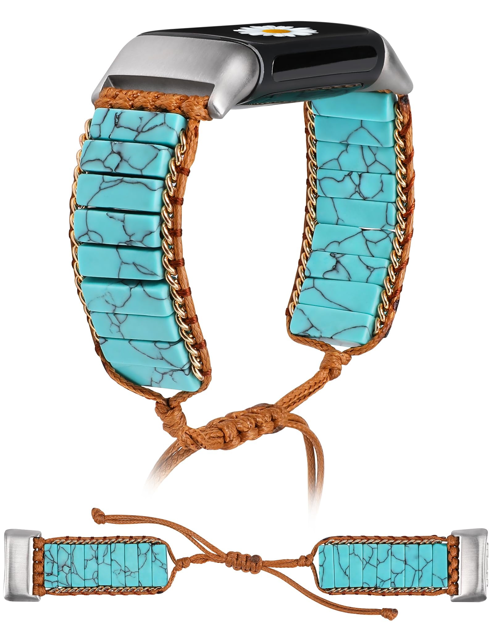 Wearlizer Boho Stone Bracelet Compatible with Charge 6 & Charge 5 Bands for Women, Adjustable ...