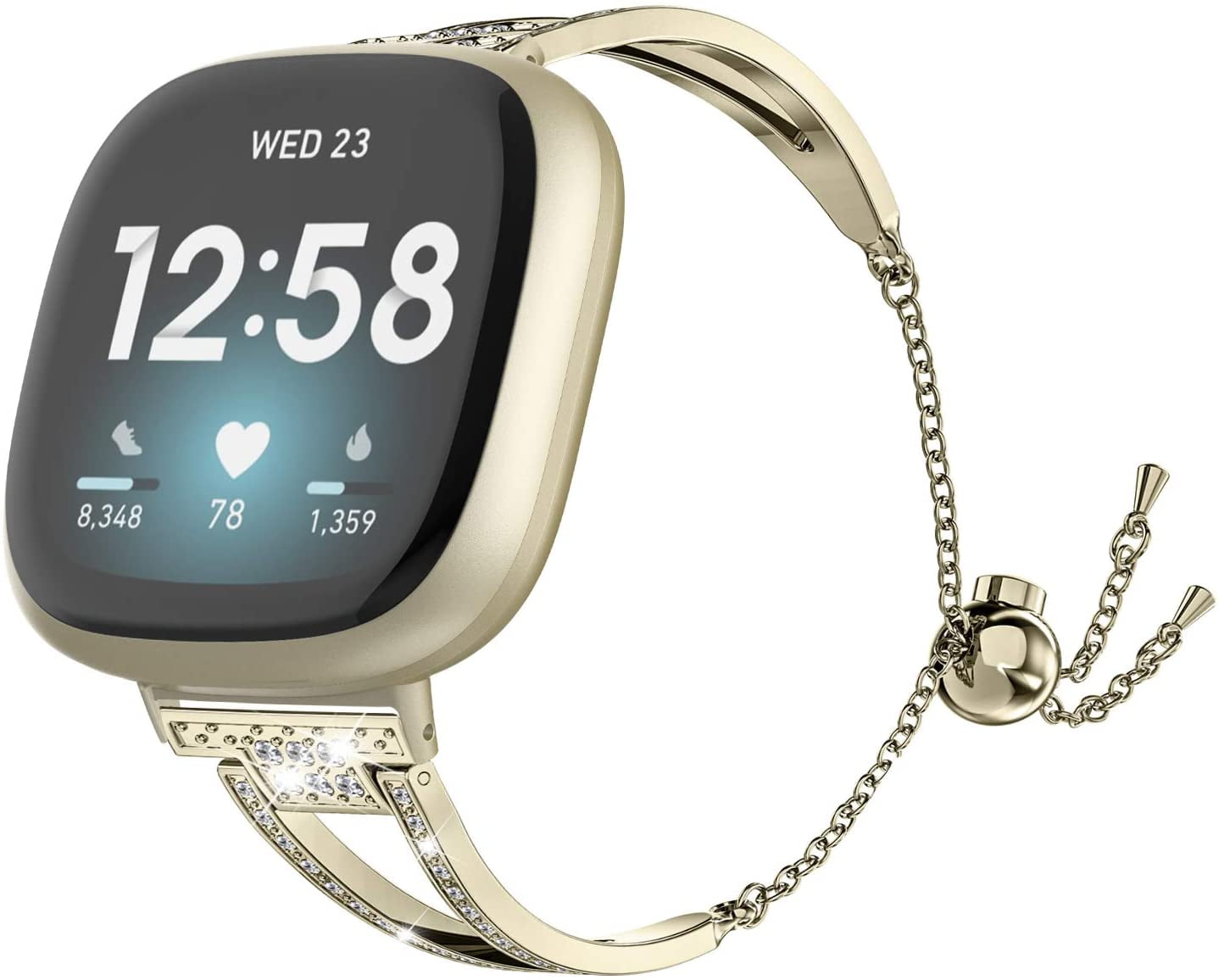 Wearlizer Fitbit Versa 3 / Sense Bands for Women, Dressy Metal ...
