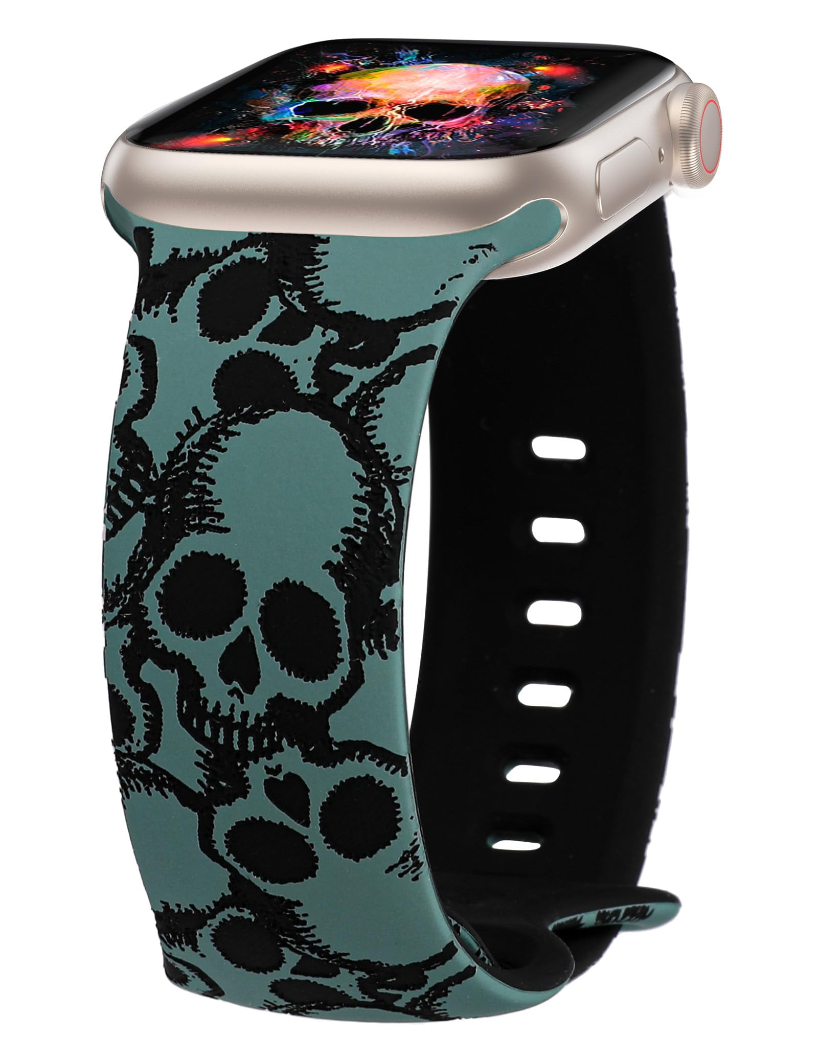 Wearlizer Halloween Skull Engraved Band Compatible with Apple Watch ...