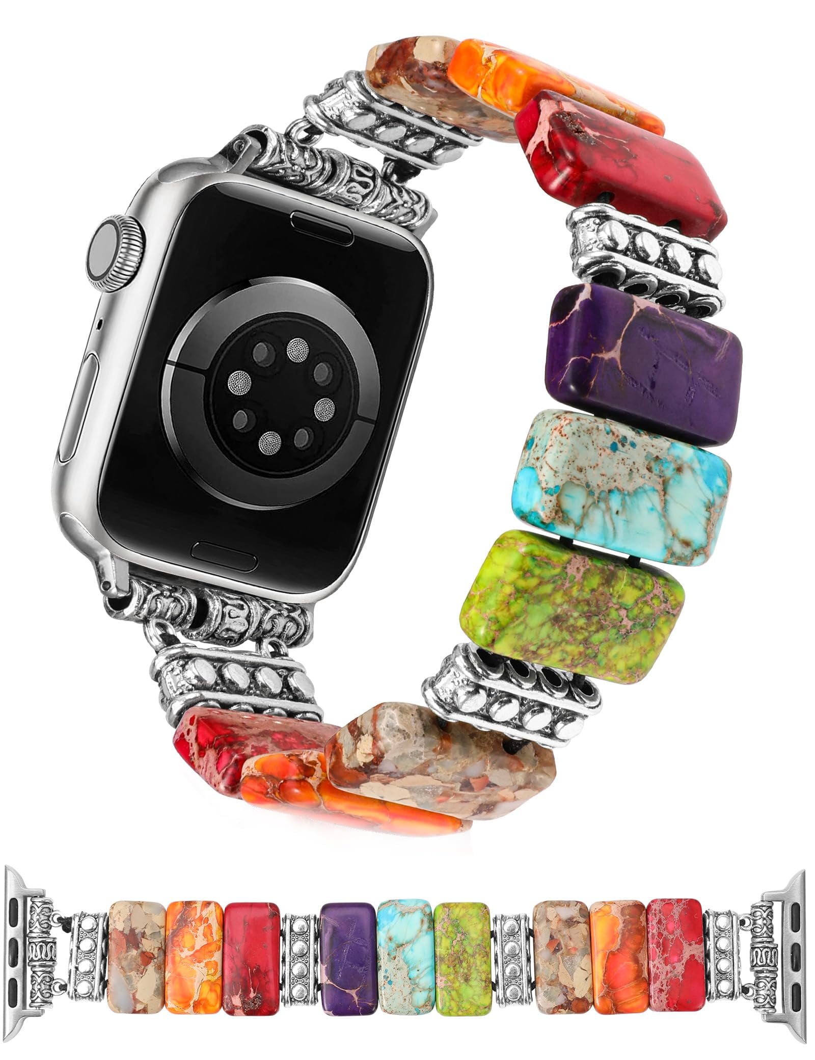 Wearlizer Natural Stone Bracelet Compatible with Apple Watch Band 41/40 ...