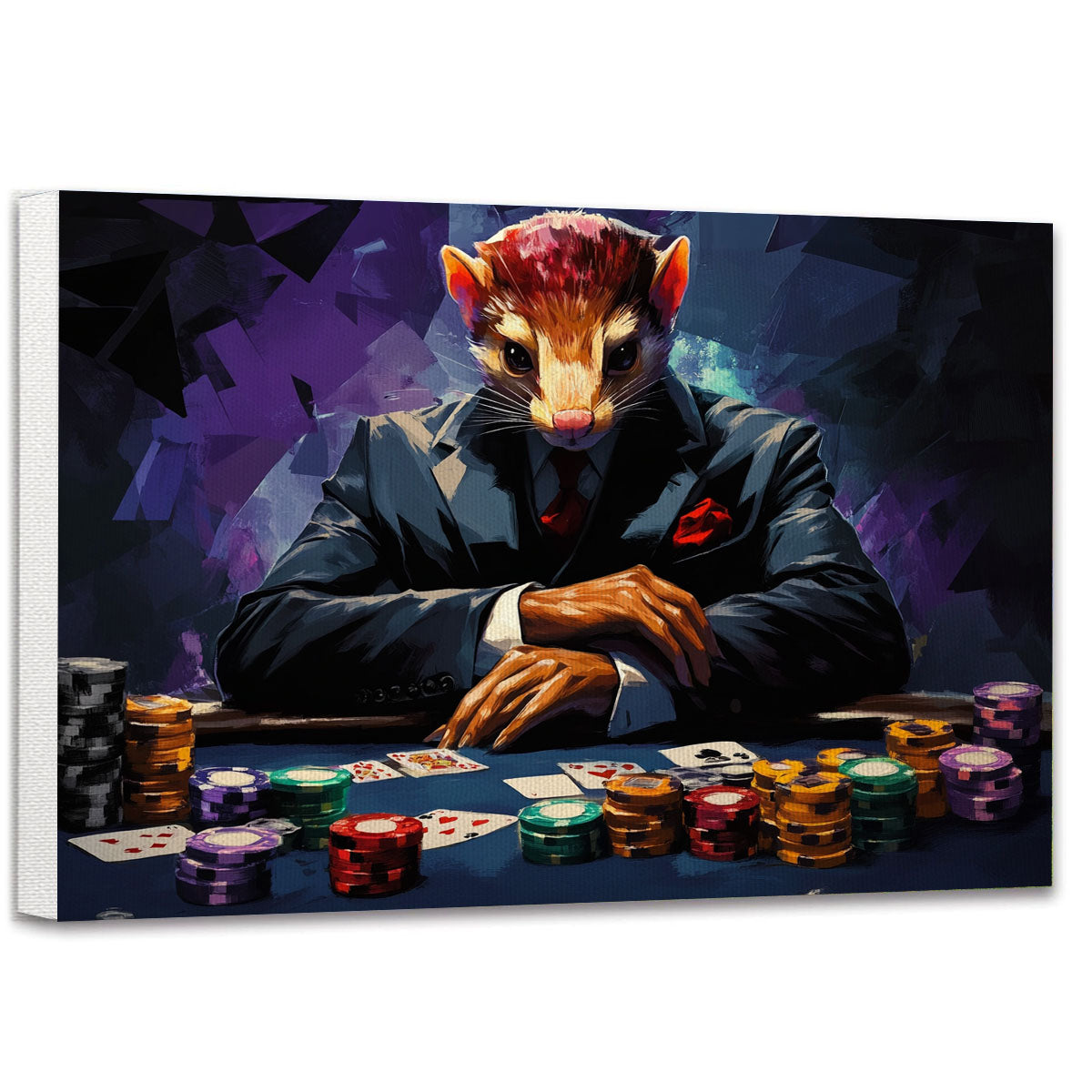 Weasel Playing Poker Canvas Wall Art Poster Wall Decor Aesthetic ...