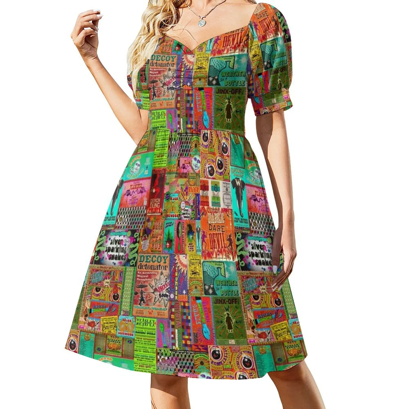 Weasley's Wizard Wheezes Collage Sleeveless Dress dresses for woman ...