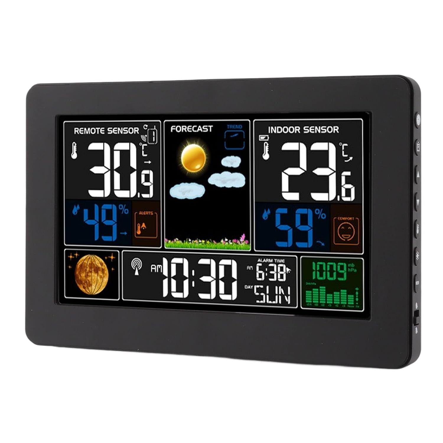 Weather Alarm Clock,Large Color Screen Multifunction Weather Display ...