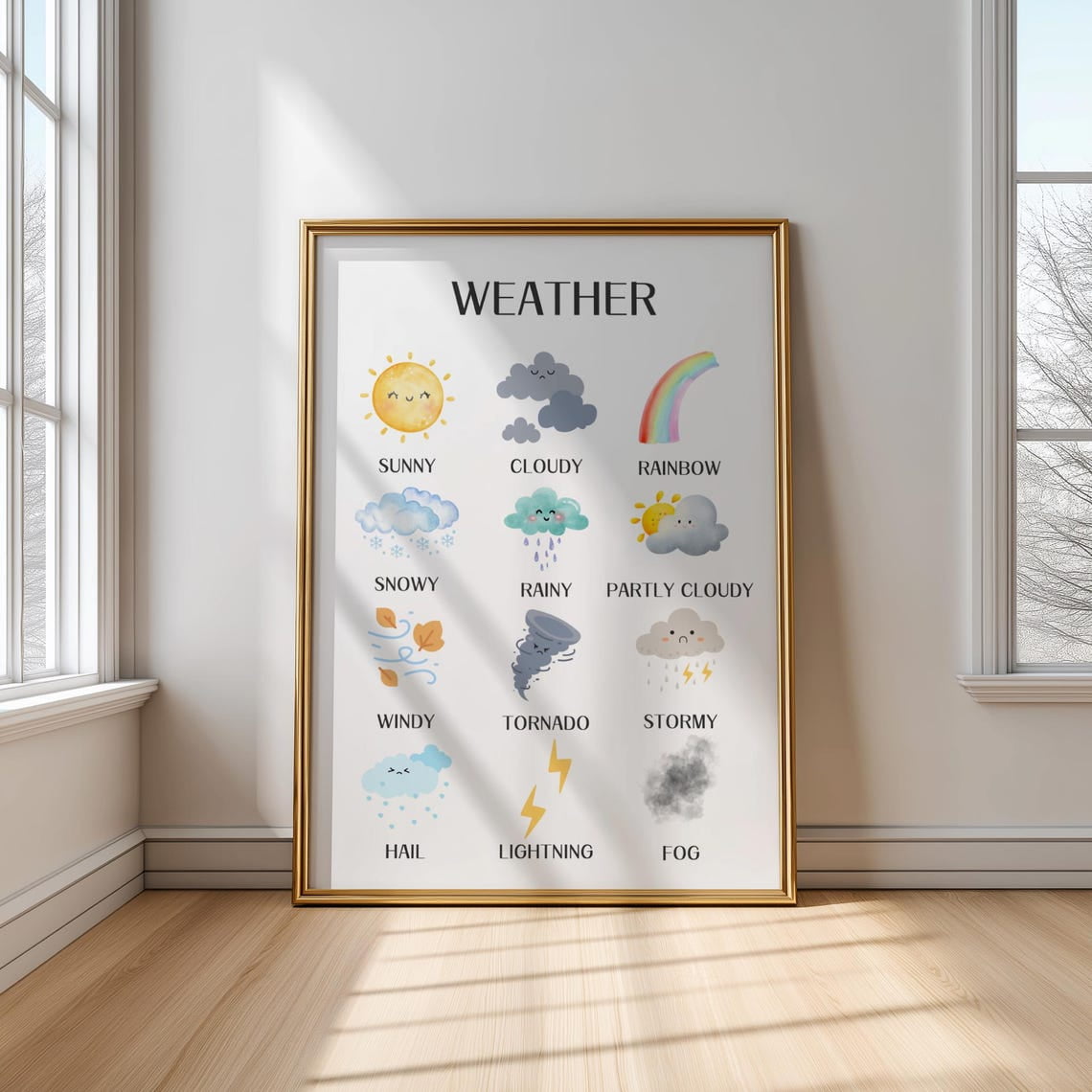 Weather Chart Poster: Homeschool, Stretched Canvas Size 8x12 - Walmart.com
