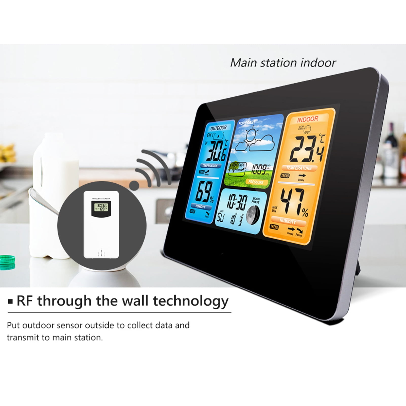 Weather Clock,Barometer Thermometer With Weather Barometer Station Lcd ...