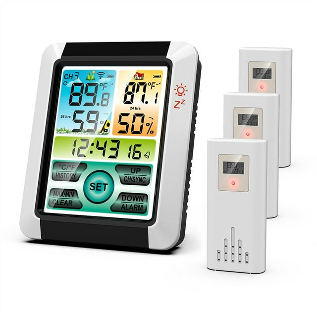 Weather Clock Color Large Screen Display Wireless Temperature And ...