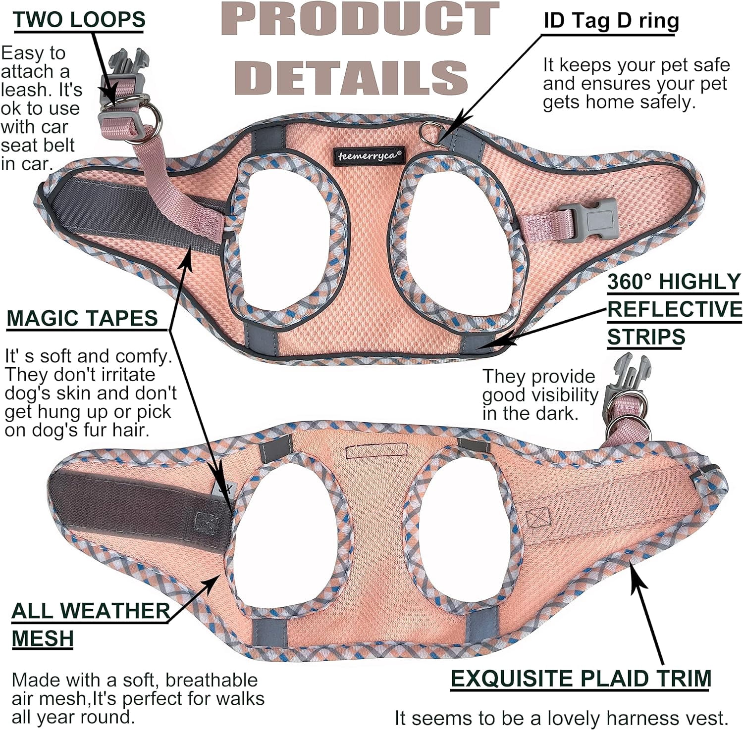 All Weather Dog Harness and Leash Set Easy to Put On/Off, No Pull ...