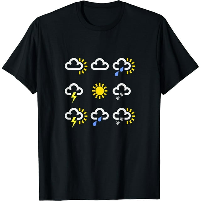 Weather Forecast Symbols Tee Shirt Clouds Rain Sun Lightning - Walmart.com