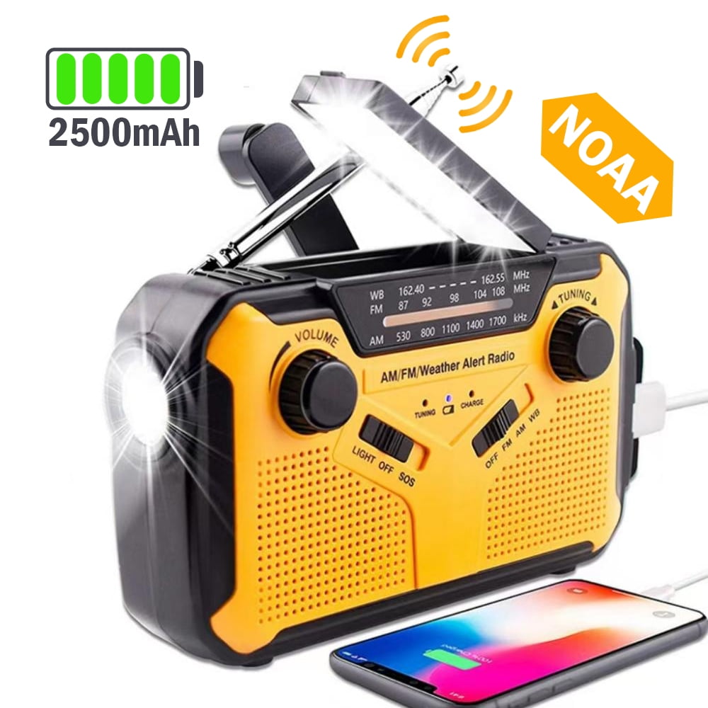 2023 Upgraded IPX6 Waterproof Weather Radio with Hand Crank, LED, USB ...