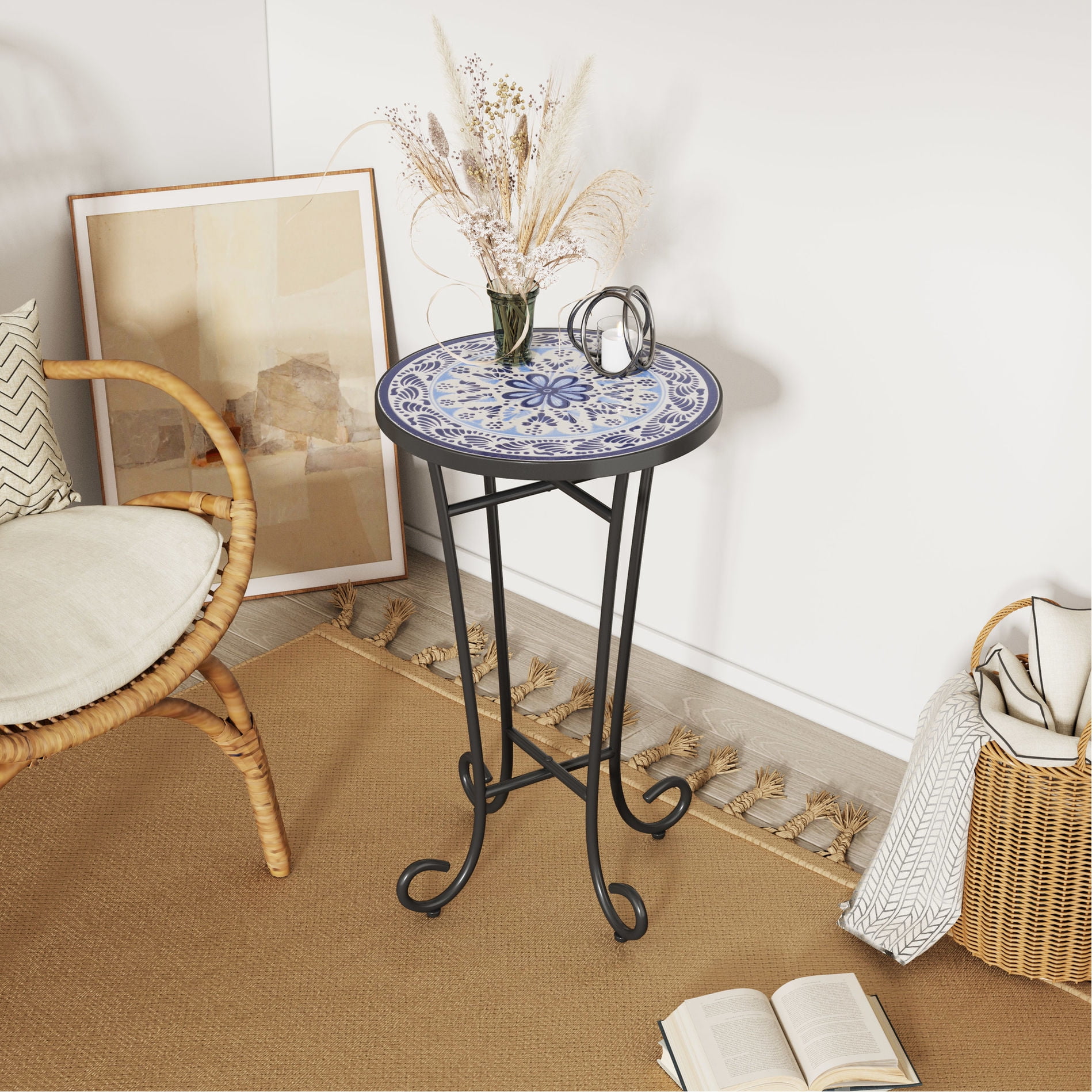 Weather-Resistant Ceramic Tile Patio Side Table+Leveling Legs Design ...