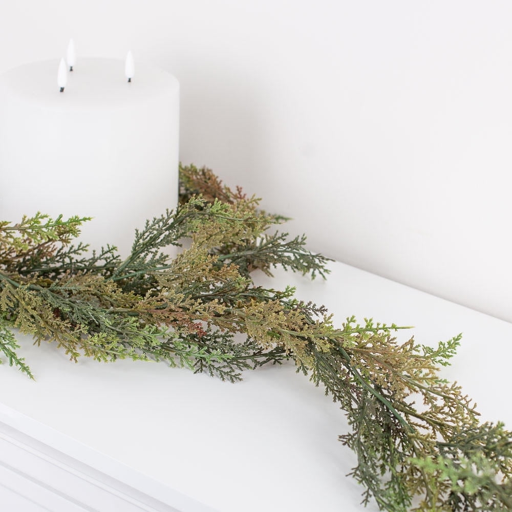 Weather Resistant Faux Cedar Juniper Garland - Home & Holiday Decor ...