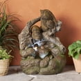 Weather Resistant Floor Fountain with LED Light, Light Brown Finish ...