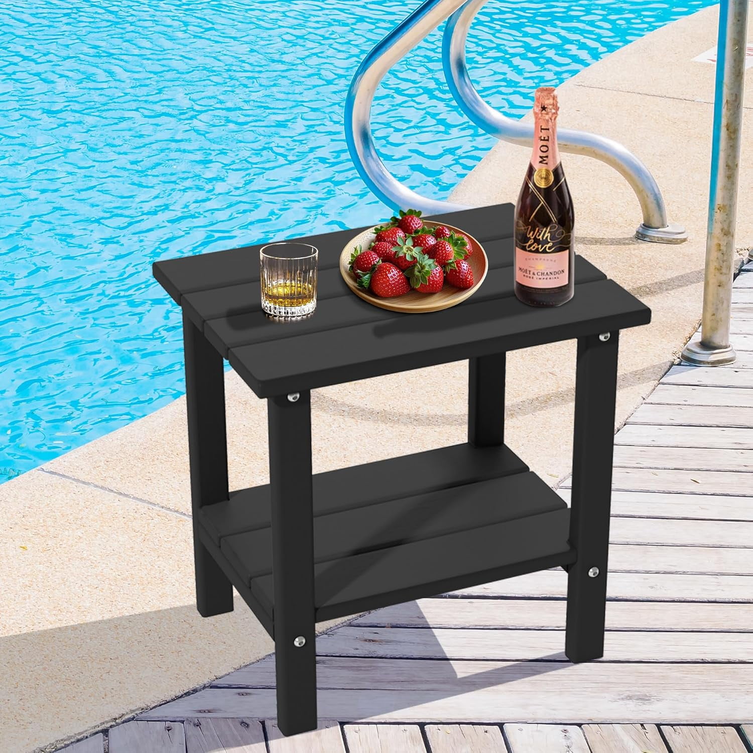 Weather Resistant Outdoor Side Table, Adirondack HDPE Small Outdoor ...