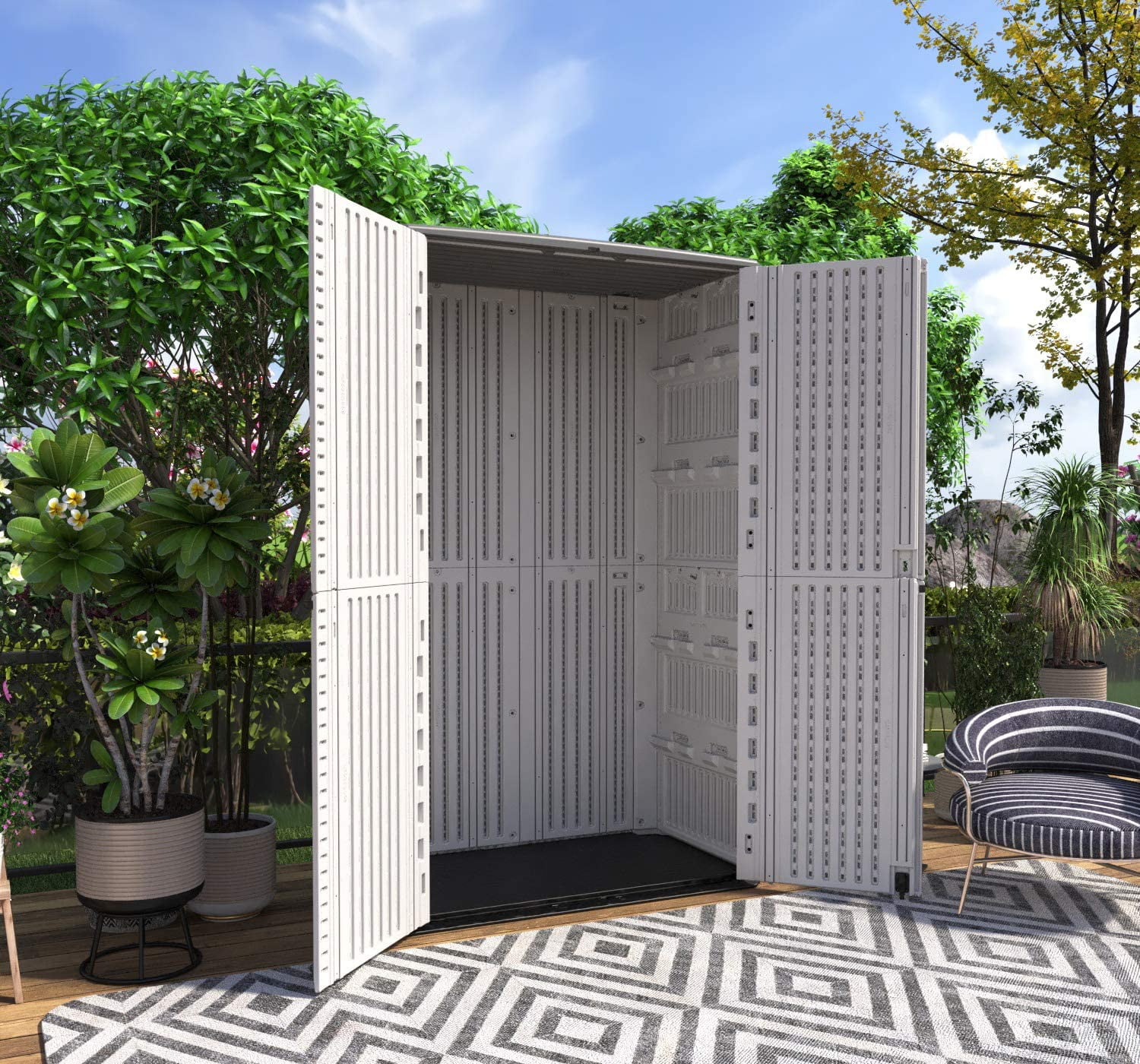 Weather Resistant Outdoor Storage Cabinet for Backyards and Patios, 53 ...